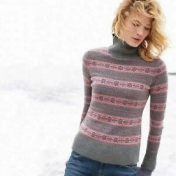 Garnet Hill | Sweaters | Garnet Hill Fair Isle Turtleneck Sweater Wool ...